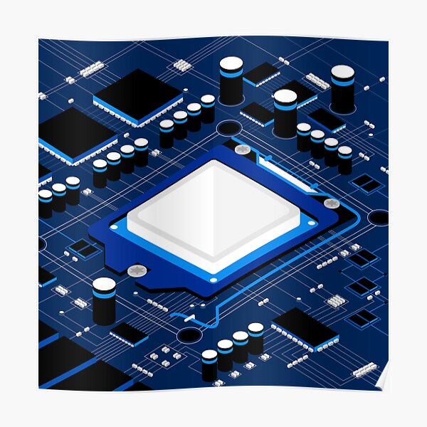 "CPU And Circuits Computer Background" Poster for Sale by MOULEOFFICIAL ...