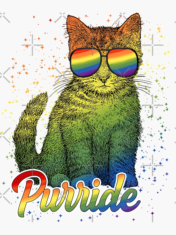 Pegatina «Gato del arco iris del orgullo de Puride. Gato LGBT. Gato del ...