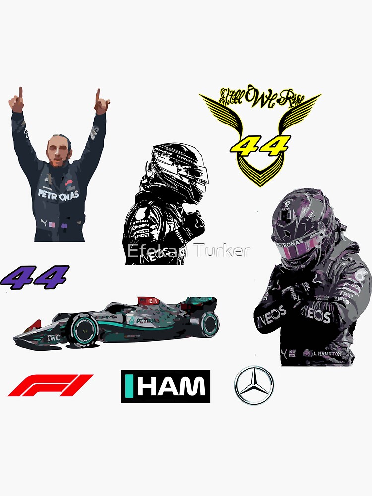 "Lewis Hamilton F1 Stickers Set" Sticker for Sale by EfekanT | Redbubble