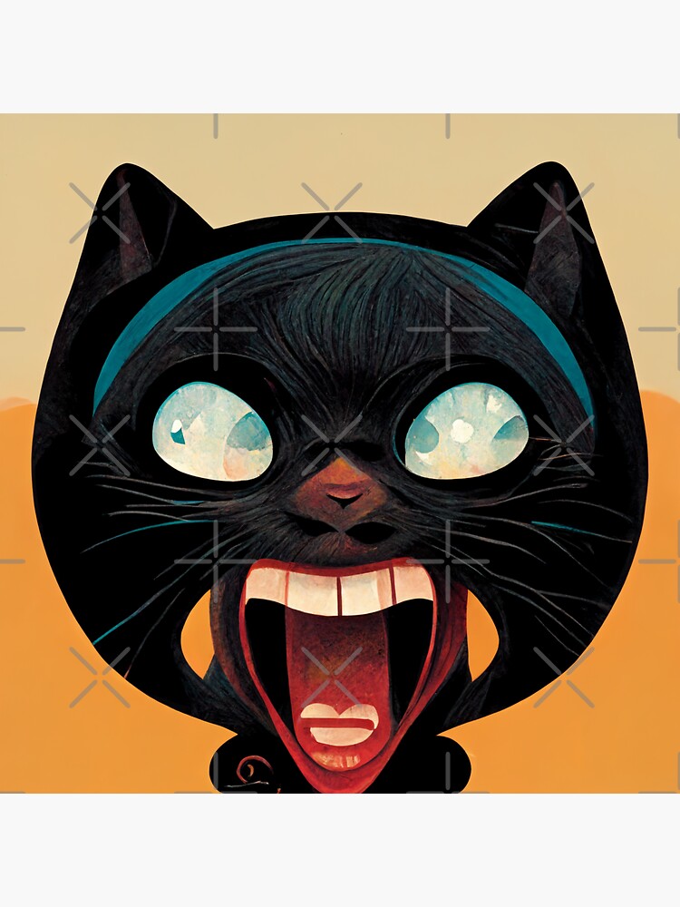 "Black Cat Screaming LOL" Sticker for Sale by AmazingPixelsBr | Redbubble