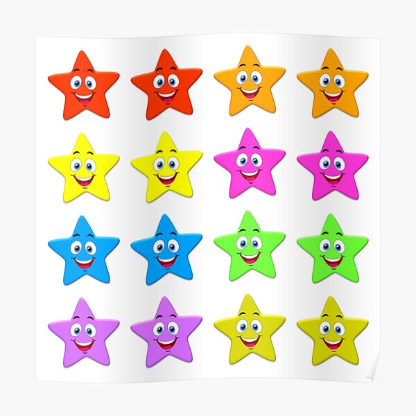 "Cute smiling stars sticker pack " Poster for Sale by ranaweeraart ...