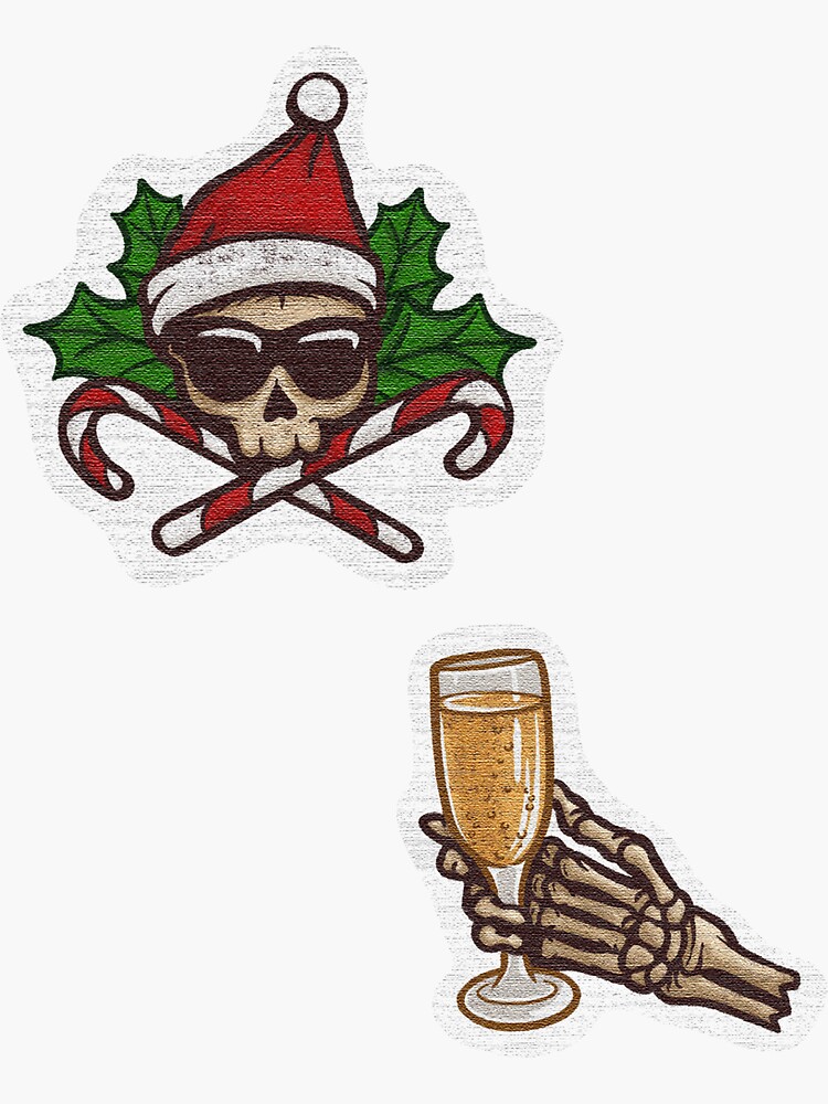 "Spooky Christmas Scary Set Pack, Santa Skeleton Custome" Sticker for ...