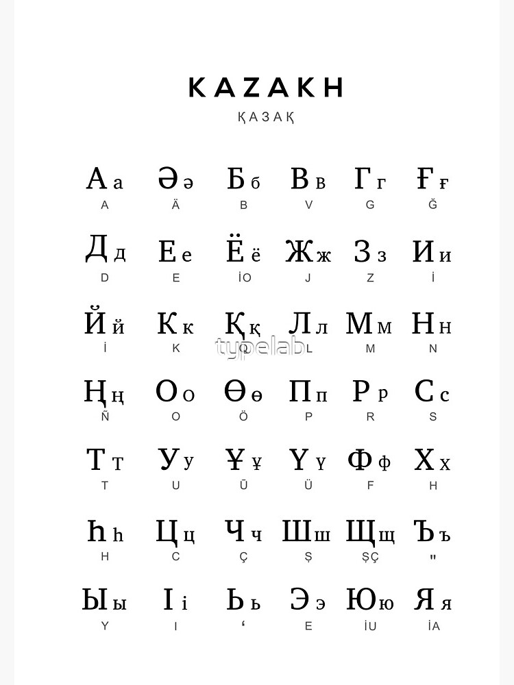"Kazakh Alphabet Chart, Kazakh Language Chart, White" Spiral Notebook ...