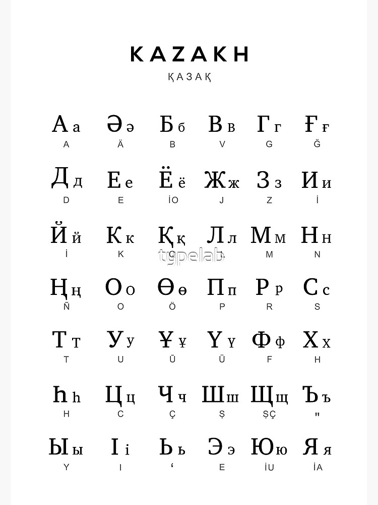"Kazakh Alphabet Chart, Kazakh Language Chart, White" Poster for Sale ...