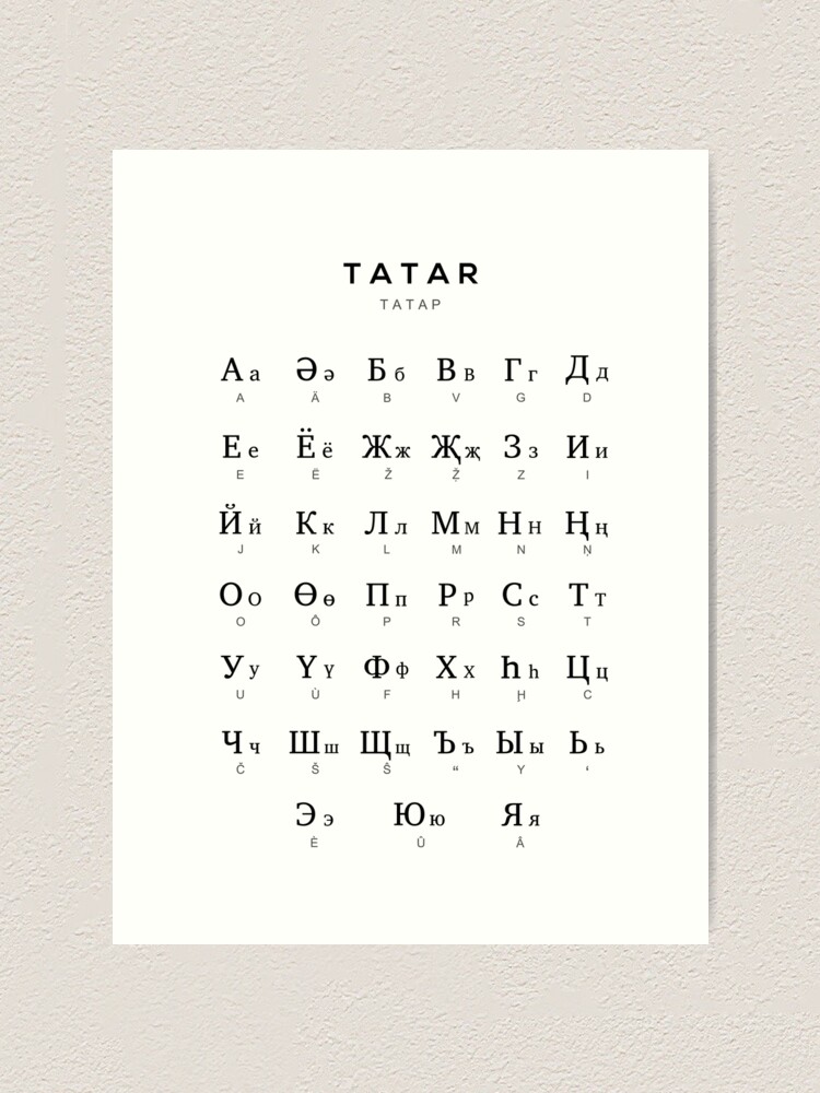 "Tatar Alphabet Chart, Kazakh Language Chart, White" Art Print for Sale ...