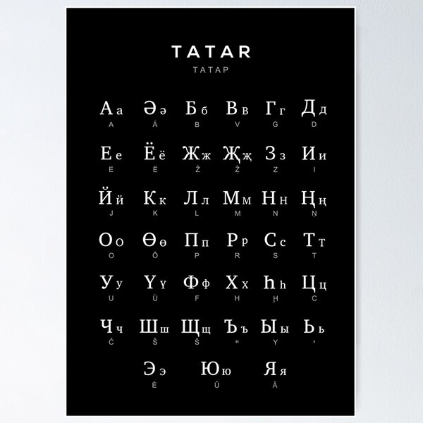 "Tatar Alphabet Chart, Kazakh Language Chart, Black" Poster for Sale by ...