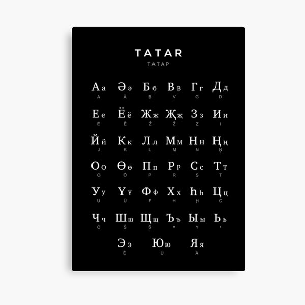 "Tatar Alphabet Chart, Kazakh Language Chart, Black" Canvas Print for ...