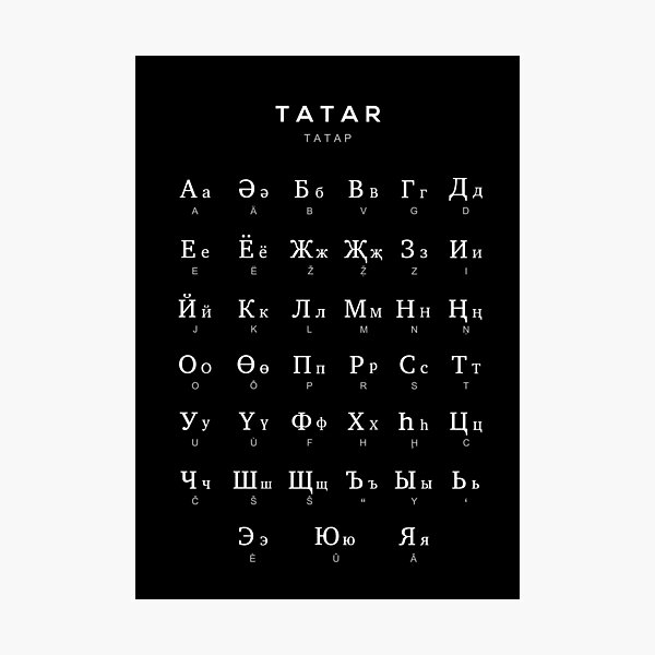 "Tatar Alphabet Chart, Kazakh Language Chart, Black" Photographic Print ...
