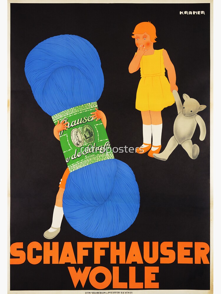 "SCHAFFHAUSER WOLLE 1935 Swiss Wool Brand Vintage Poster Advertising ...
