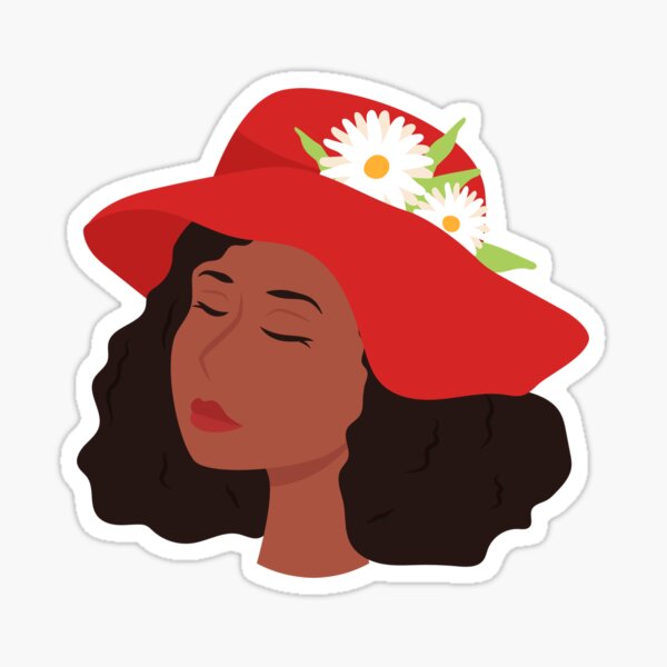 "African Woman In A Red Hat" Sticker for Sale by OLAIZA | Redbubble