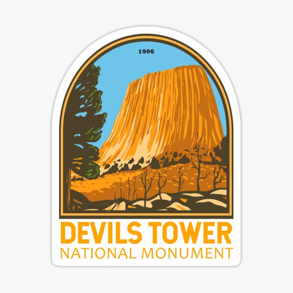 "Devils Tower National Monument Wyoming Emblem" Sticker for Sale by ...