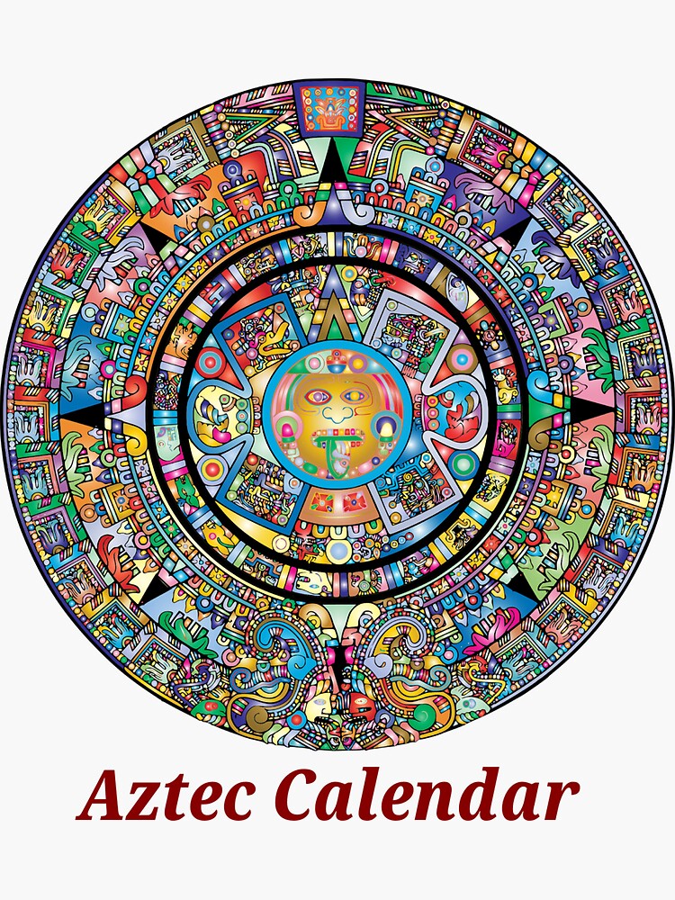 "Beautiful Ancient colorful Aztec Calendar" Sticker for Sale by Mexican ...