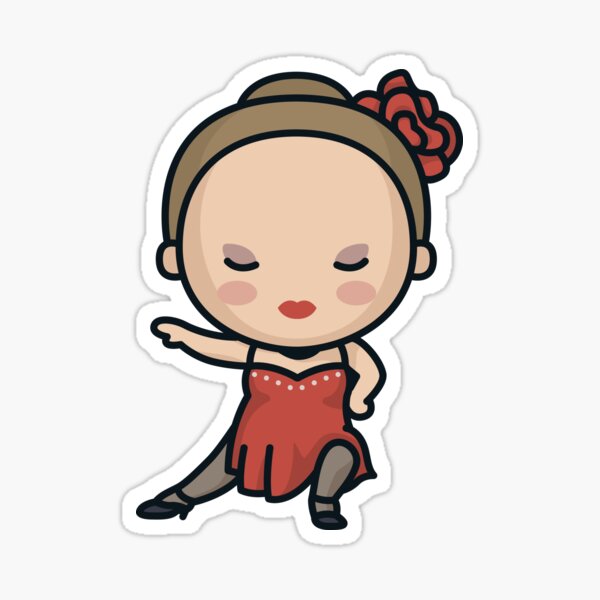 "Kawaii Cute Argentine Tango Dancer Cartoon" Sticker for Sale by ...