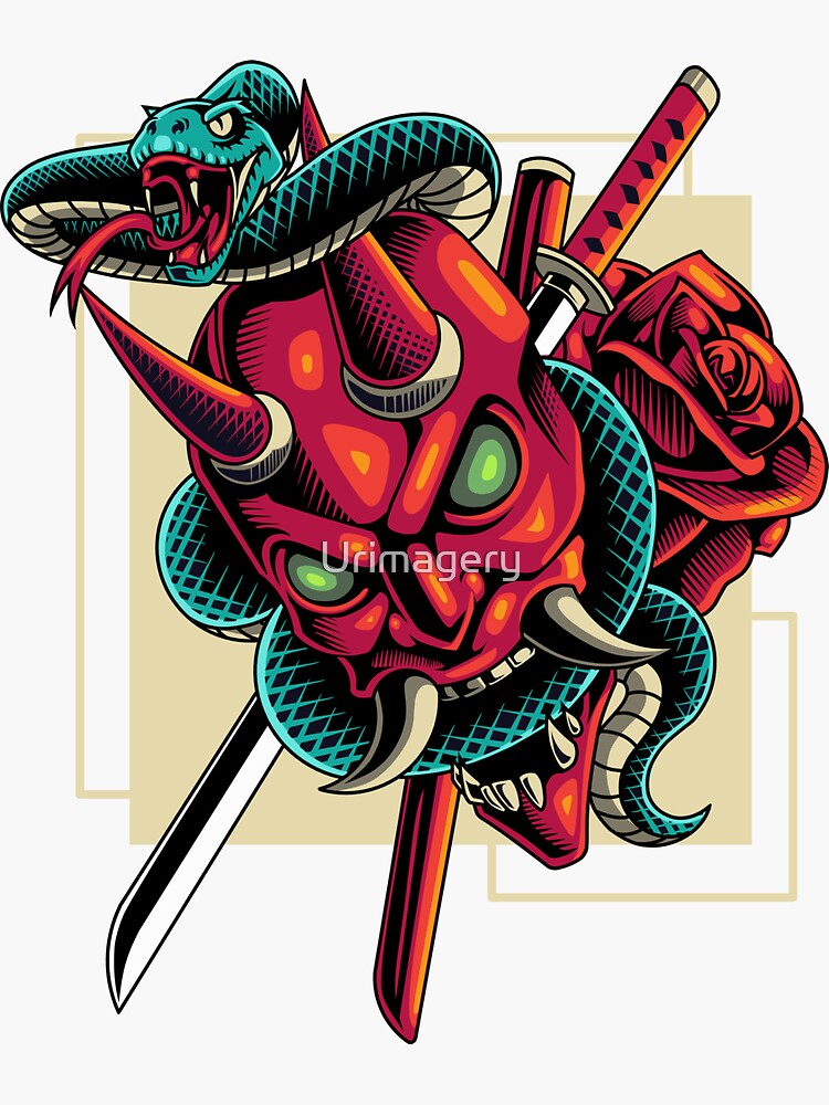 "Samurai Mask " Sticker for Sale by Urimagery | Redbubble