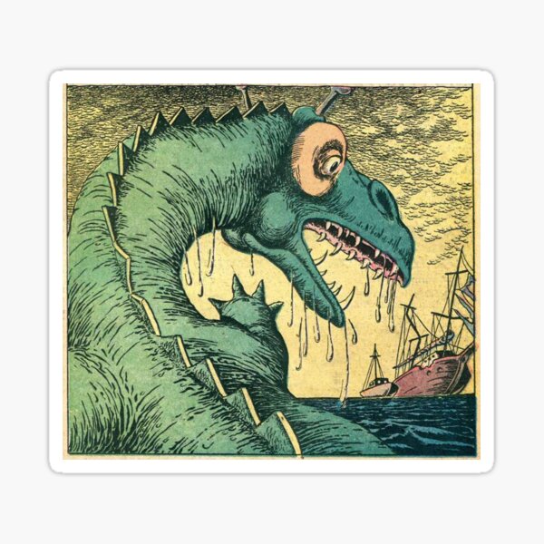 "Terror from the deep!" Sticker for Sale by Lacebark | Redbubble