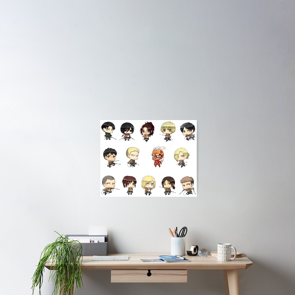 "Attack on Titan ,AOT Chibi " Poster for Sale by zeromanga | Redbubble