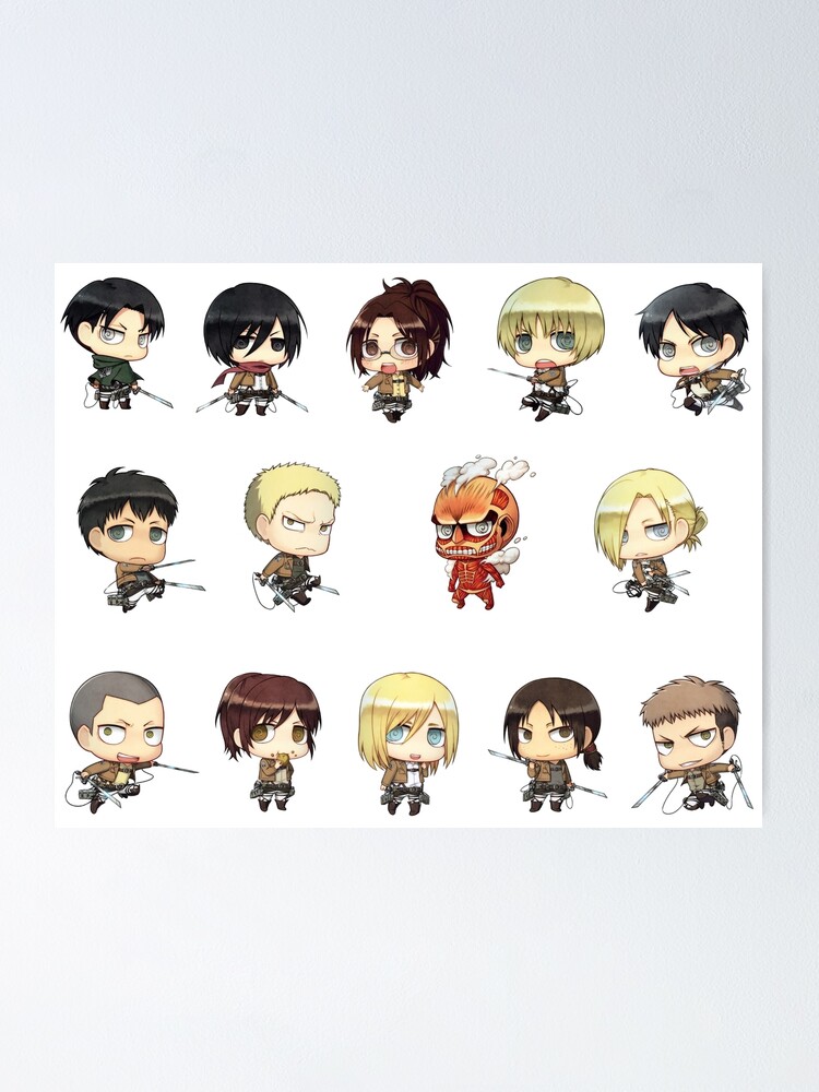 "Attack on Titan ,AOT Chibi " Poster for Sale by zeromanga | Redbubble