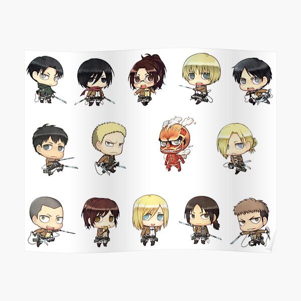 "Attack on Titan ,AOT Chibi " Poster for Sale by zeromanga | Redbubble