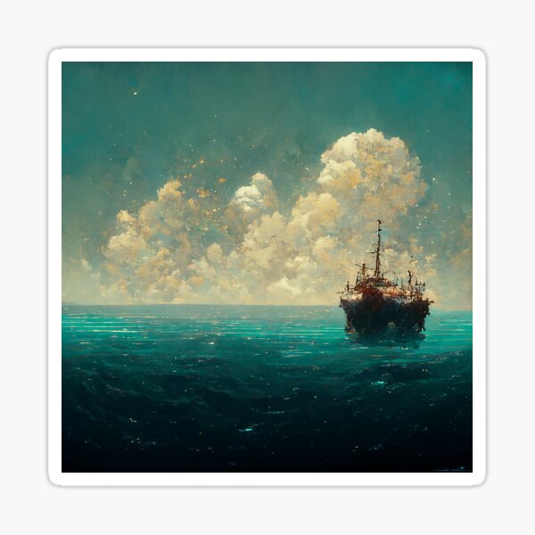 "Ship at Sea" Sticker for Sale by circa | Redbubble