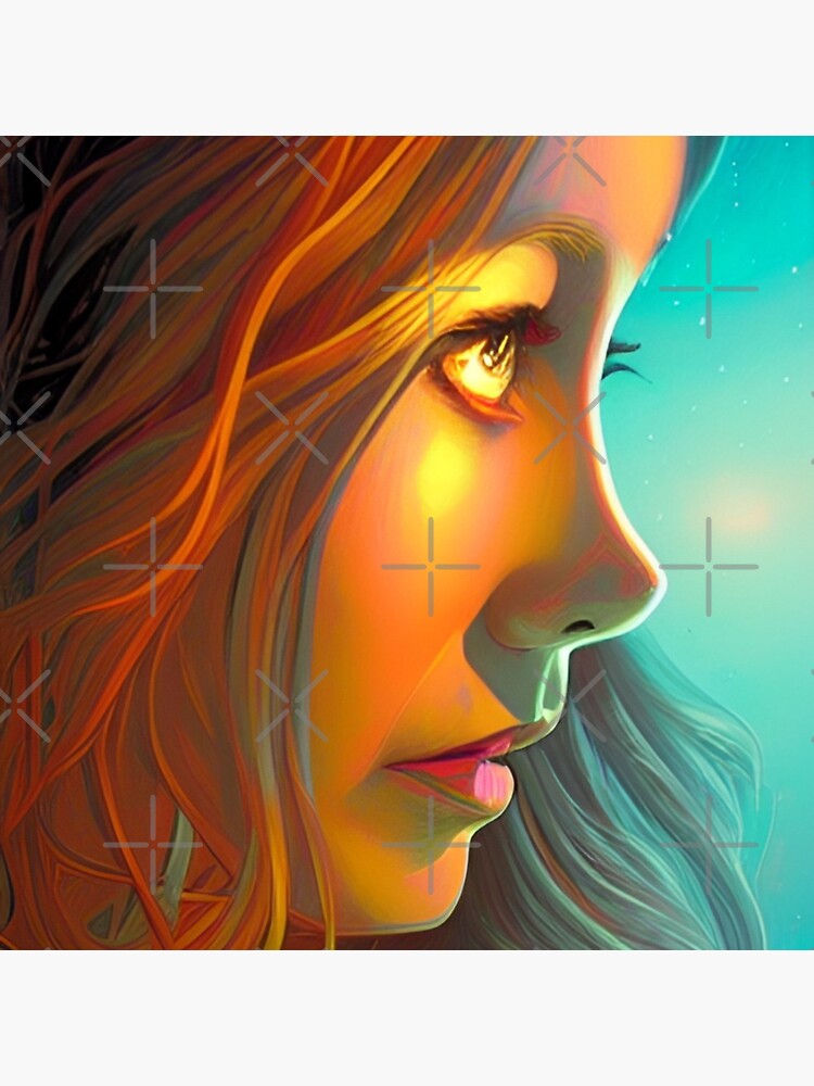 "A digital painting portrait of a beautiful girl." Sticker for Sale by ...