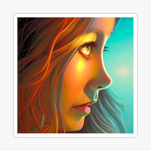 "A digital painting portrait of a beautiful girl." Sticker for Sale by ...