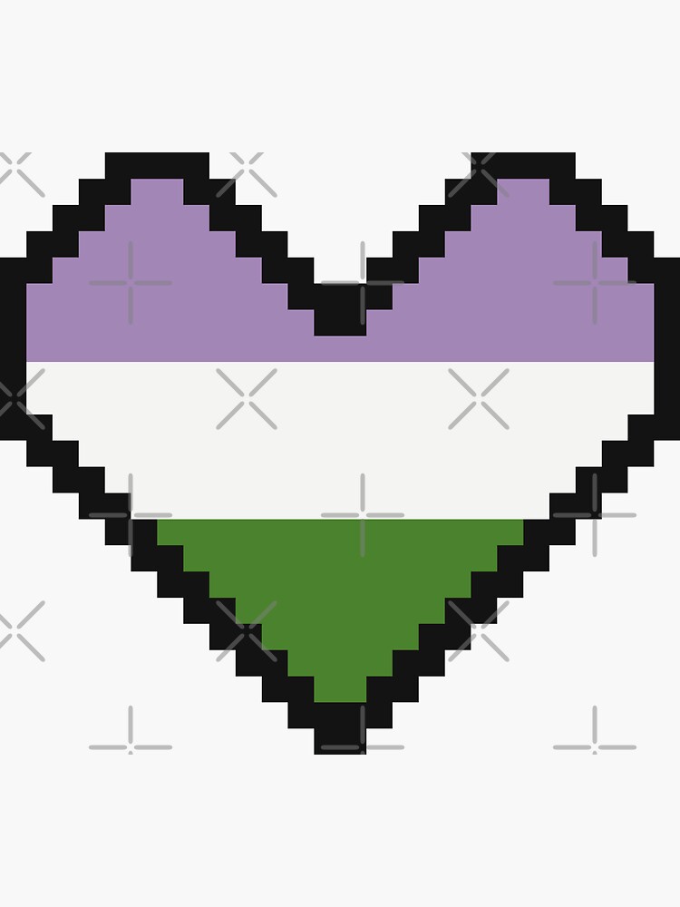 "Pixel Art Pride Heart - genderqueer" Sticker for Sale by ...