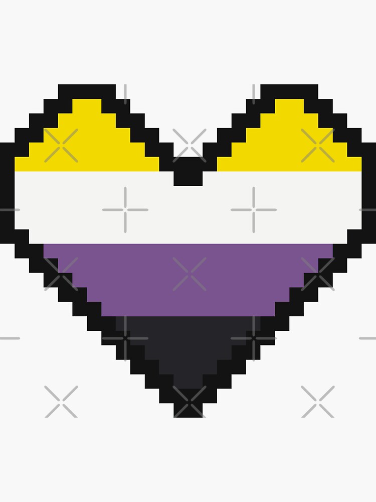 "Pixel Art Pride Heart - non-binary" Sticker for Sale by GoldThornGuild ...