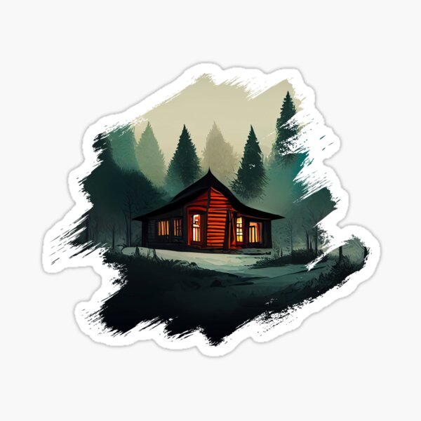 "Beautiful Cabin in the Woods" Sticker for Sale by MadSwellDesigns ...