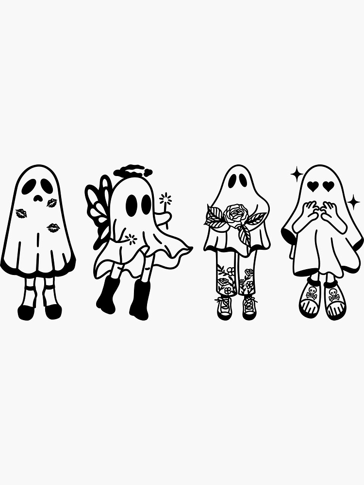"Cute Halloween Ghost Friends" Sticker for Sale by ITDsigns | Redbubble