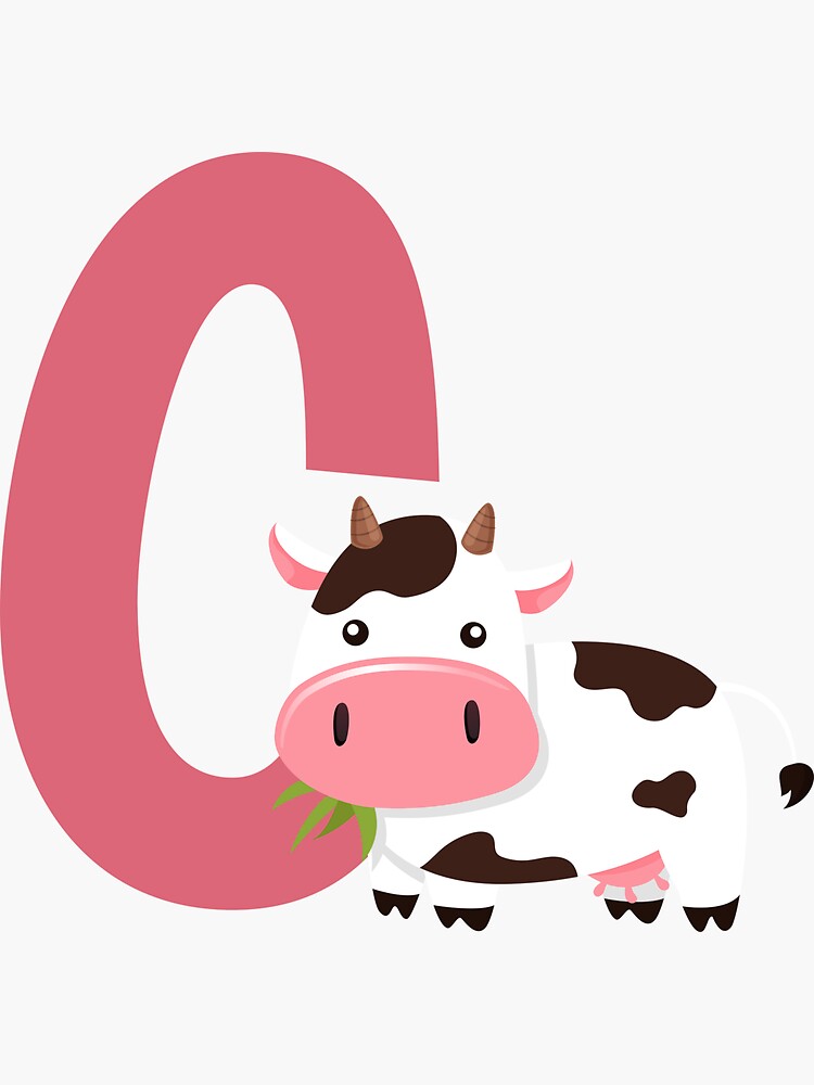 "animal alphabet letter C with cow" Sticker for Sale by Badwy1895 ...