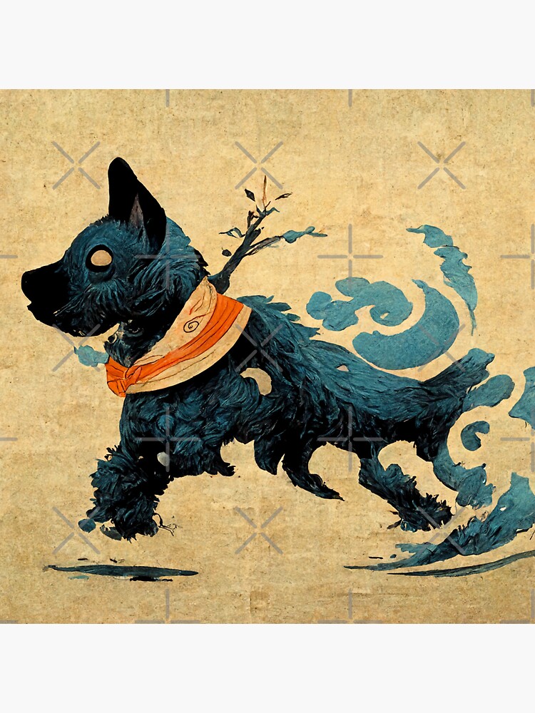 "shinobi dog hokusai style " Sticker for Sale by kombos | Redbubble
