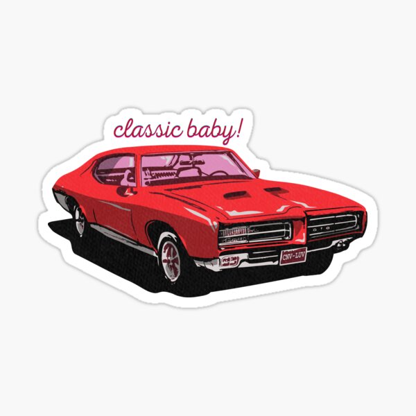 "classic red car" Sticker for Sale by fella-miki | Redbubble