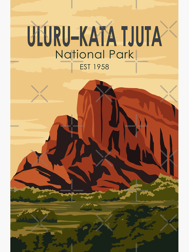 "Uluru-Kata Tjuta National Park Australia Vintage" Sticker for Sale by ...
