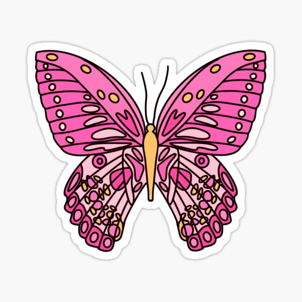 "pink butterfly" Sticker for Sale by AHTdesigns | Redbubble
