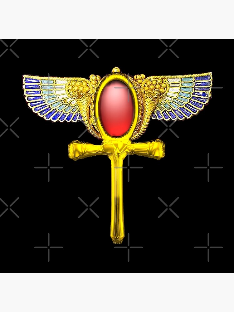 "RED TALISMAN Gold Ankh with Wings and Cornucopia Egyptian Eternal Life ...
