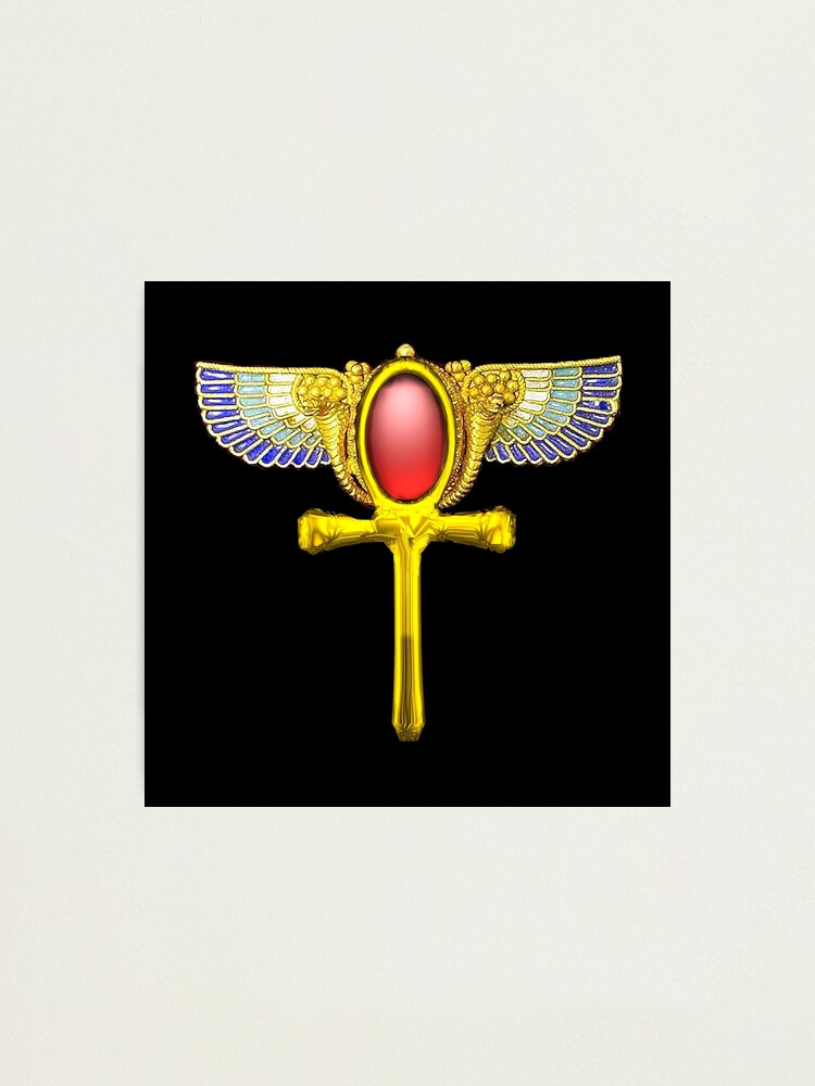 "RED TALISMAN Gold Ankh with Wings and Cornucopia Egyptian Eternal Life ...