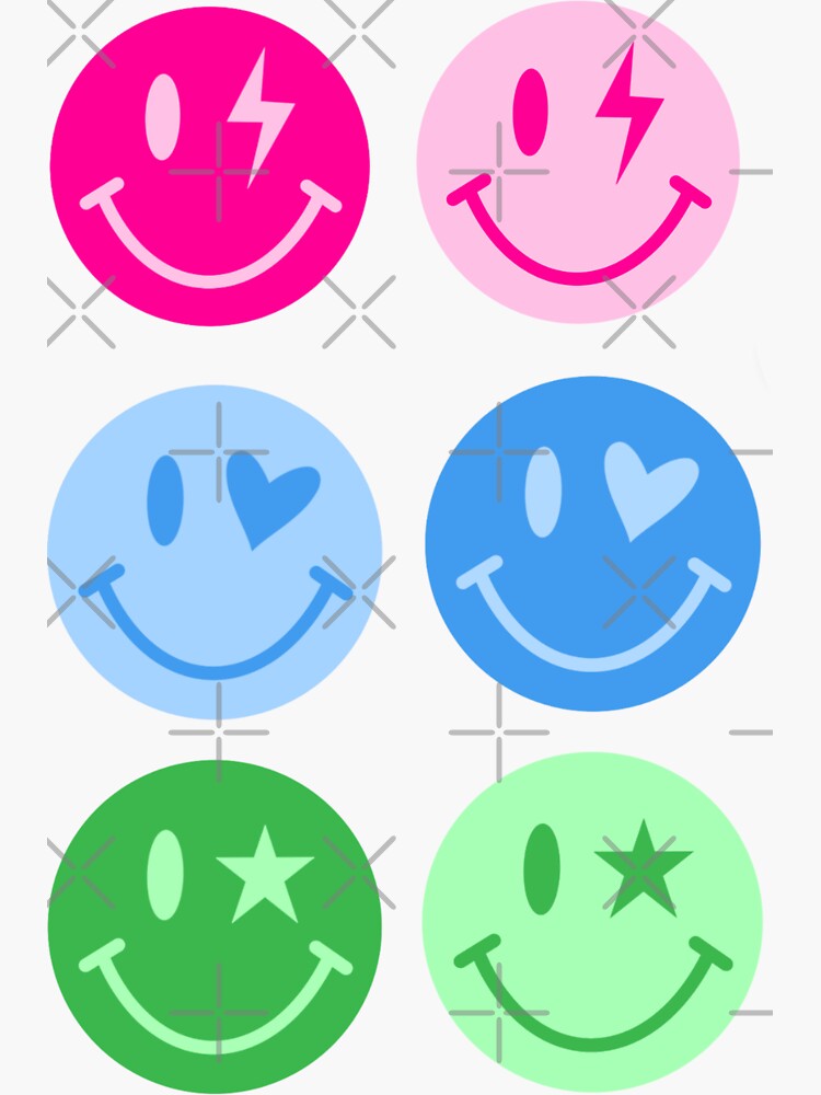 "smiley faces print" Sticker for Sale by AHTdesigns | Redbubble