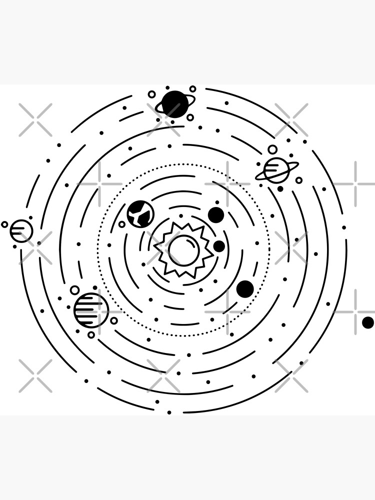 "Solar System Line Art Chart Graphic" Metal Print by astralprints ...