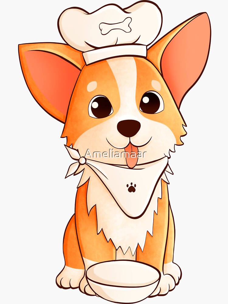 "Cooking Corgi" Sticker for Sale by Ameliamaar | Redbubble