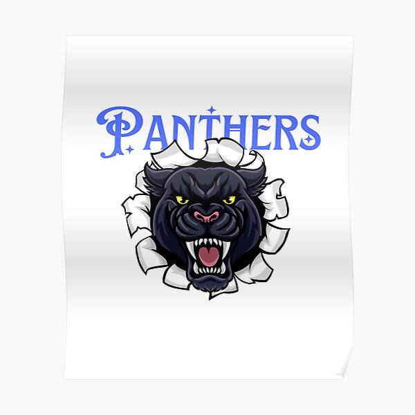 Poster « Panthère noire agressive avec des mots de panthères bleues ...