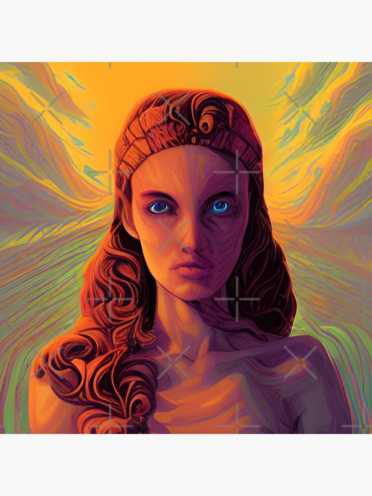 " A digital painting portrait of a beautiful girl at sunset." Sticker ...