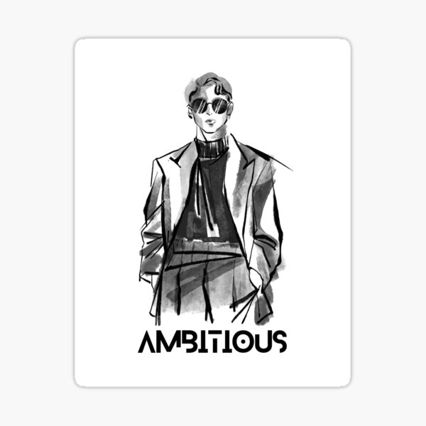 "ambitious black and white men print" Sticker for Sale by kameshjain07 ...