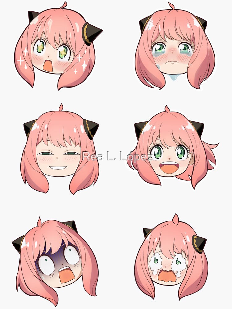 "Anya Forger Faces" Sticker for Sale by PrincessFaol | Redbubble