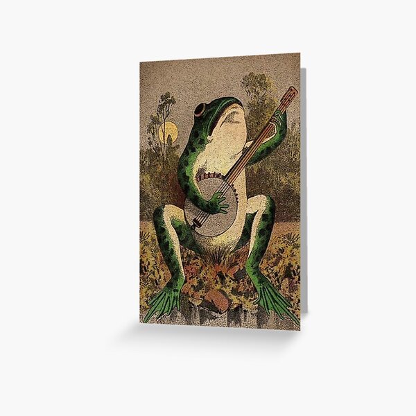 "FROG WITH BANJO, VINTAGE ILLUSTRATION - ARTIST UNKNOWN" Greeting Card ...