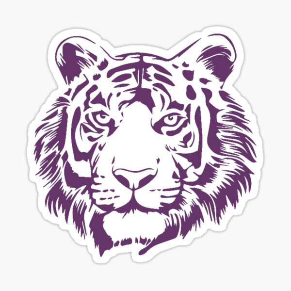 "Purple Tiger Face" Sticker for Sale by HappyLifeCreate | Redbubble