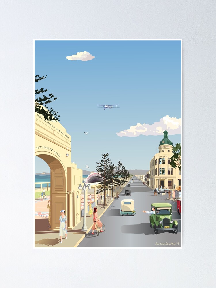 "Marine Parade, Napier, New Zealand, 1938" Poster for Sale by ...