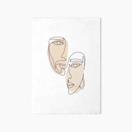 "mininalist bohemian face line art, peach neutral colors & tones white ...