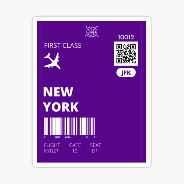 "NYU Plane Ticket" Sticker for Sale by brookeee101 | Redbubble
