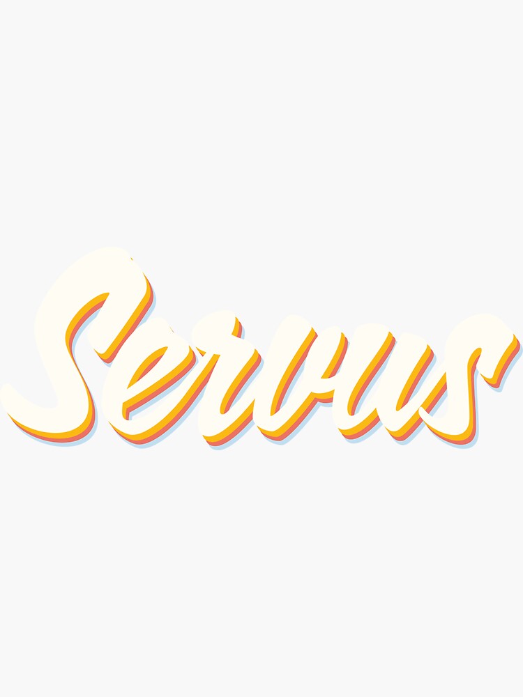 "Servus Colourful 80s Script Writing Large" Sticker for Sale by ...