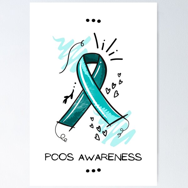 "PCOS Awareness Teal Ribbon Hand Scribbles Seamless Pattern ...